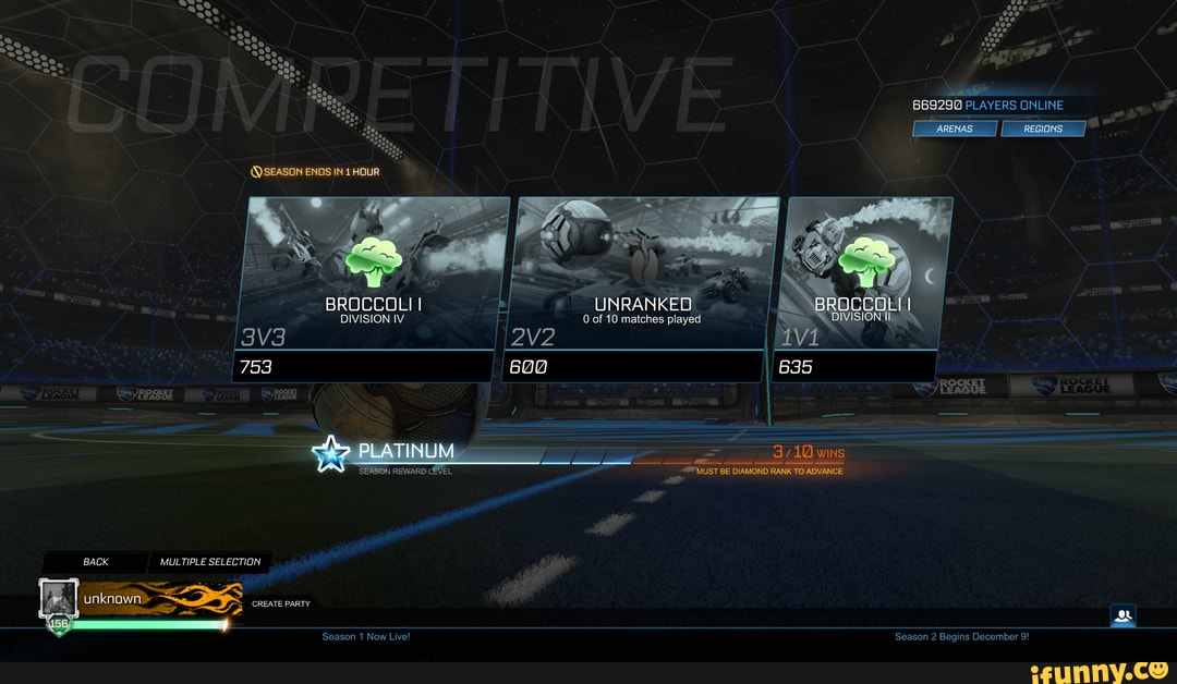 669290 PLAYERS ONLINE ROCKET LEAGUE. HOUR BROCCOLI I UNRANKED DIVISION ...