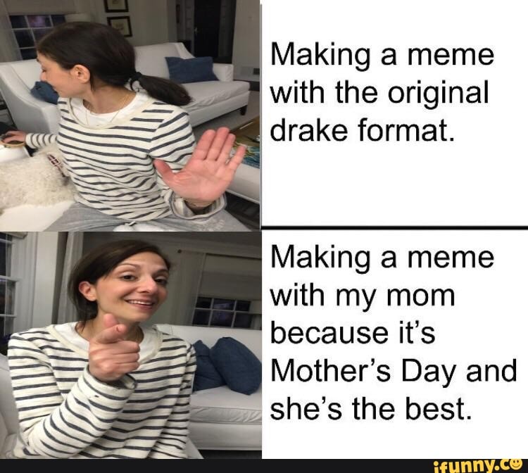 Making a meme with the original drake format. Making a meme with my mom ...