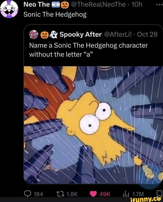 Neo The @TheRealNeoThe Sonic The Hedgehog Spooky After @AfterLif- Oct ...