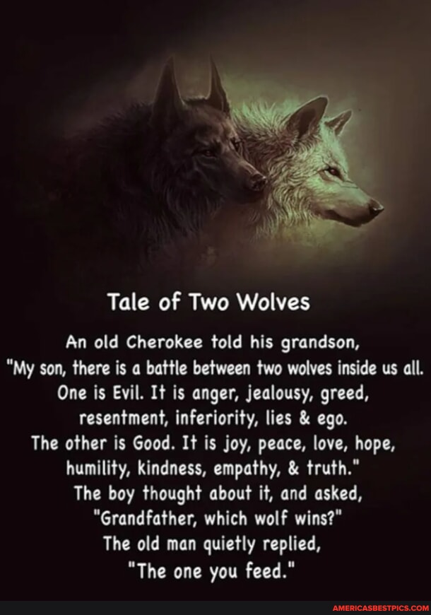 Tale of Two Wolves An old Cherokee told his grandson, "My son, there is ...