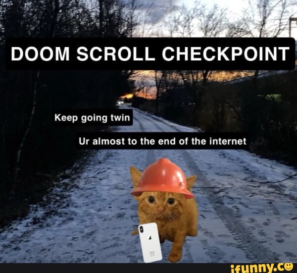 DOOM SCROLL CHECKPOINT Keep going twin Ur almost to the end of the ...