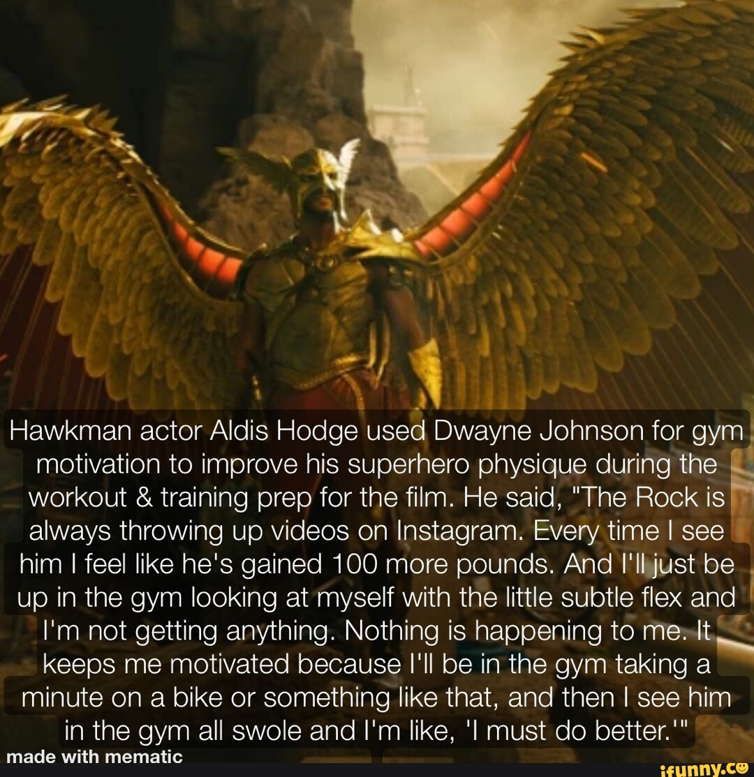 Hawkman actor Aldis Hodge used Dwayne Johnson for gym I motivation to ...