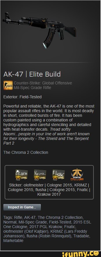 AK-47 I I Elite Build Counter. Global Grade Rifle Exterior: Field ...