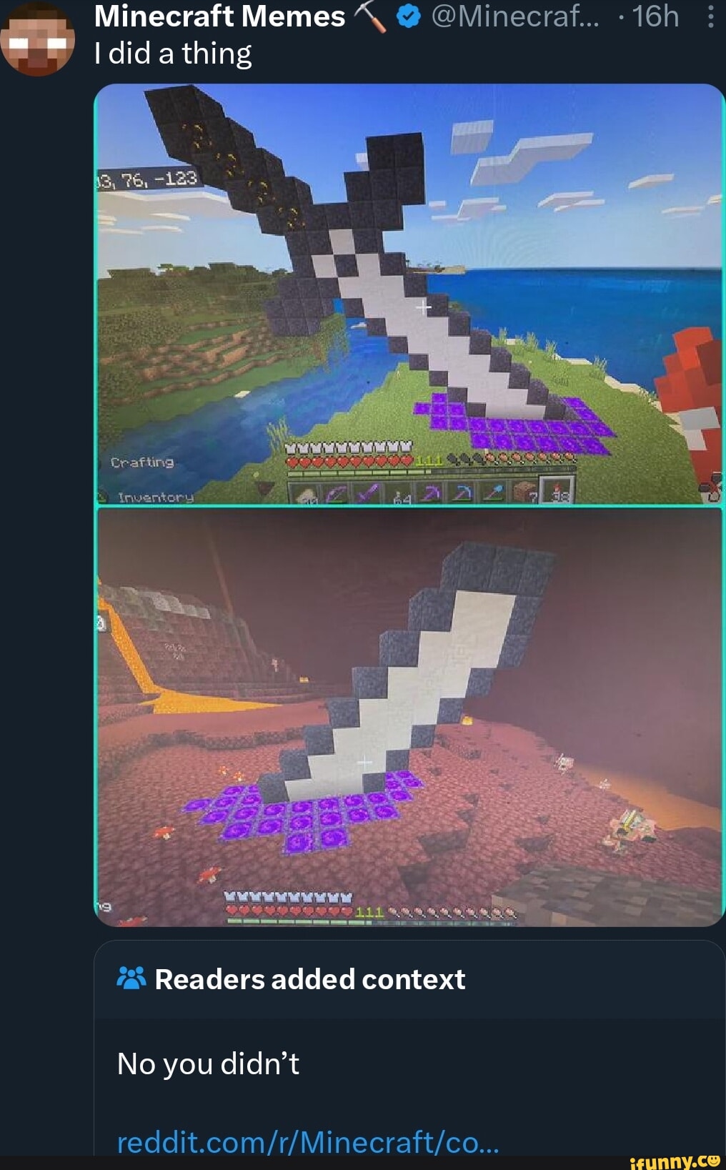 Minecraft Memes @ @Minecraf... I did a thing Crafting Readers added ...