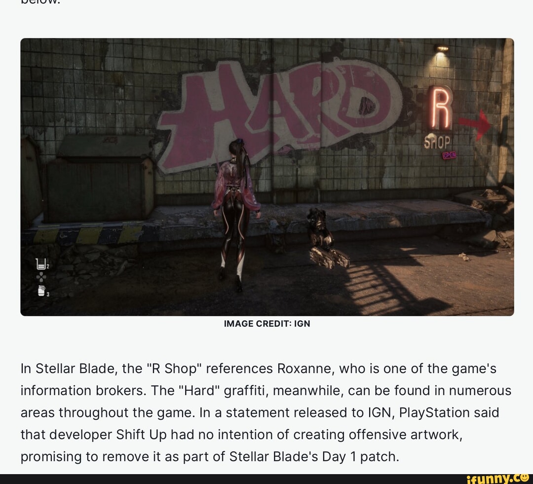 SHOP I IMAGE CREDIT: IGN In Stellar Blade, the "R Shop" references ...