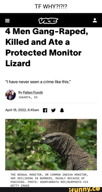 4 Men Gang-Raped, Killed and Ate a Protected Monitor Lizard "I have ...