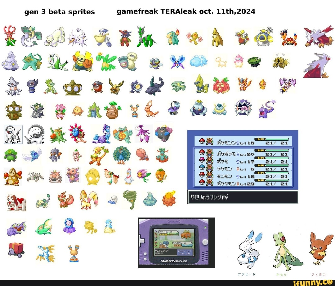 Gen 3 beta sprites gamefreak TERAleak oct. 11th,2024 ERIS aLBEE KO HOE ...