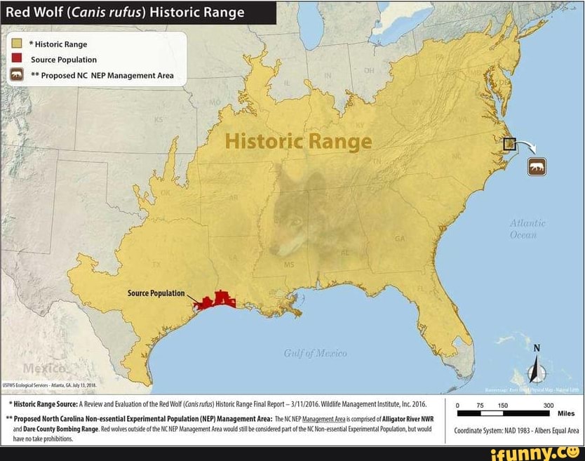 Red Wolf (Canis rufus) Historic Range *Historic Range source Population ...