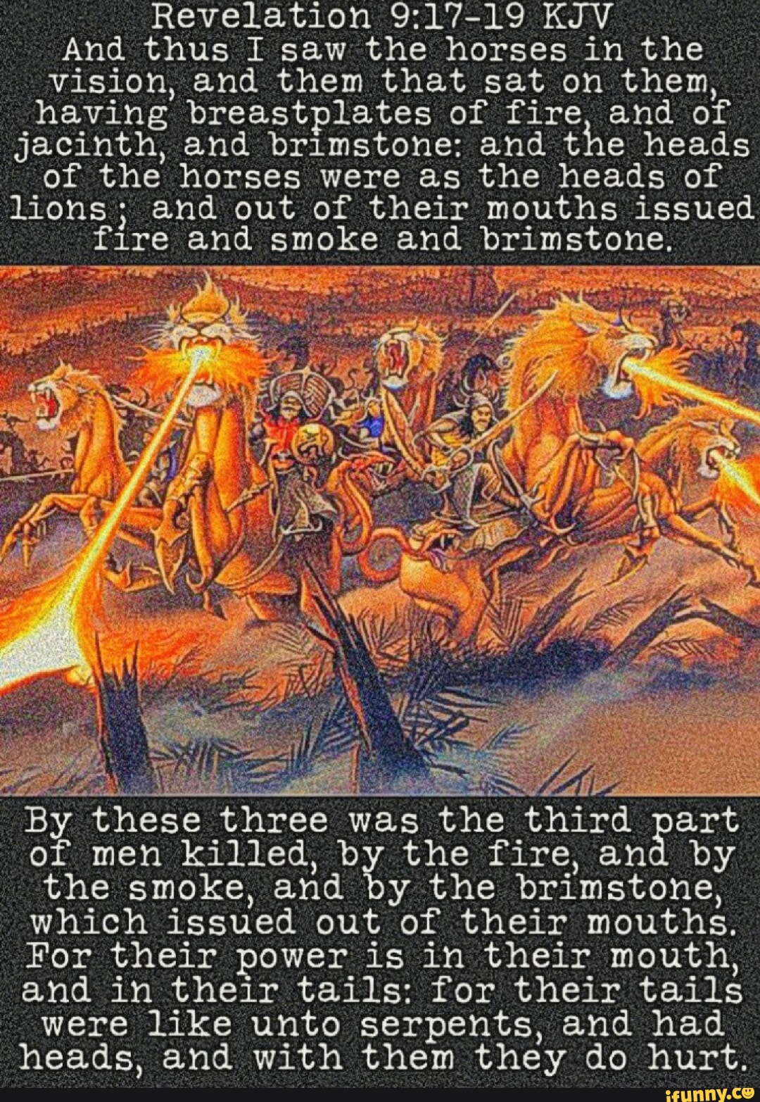 Revelation KJV And thus I saw the horses in the vision, and them that ...