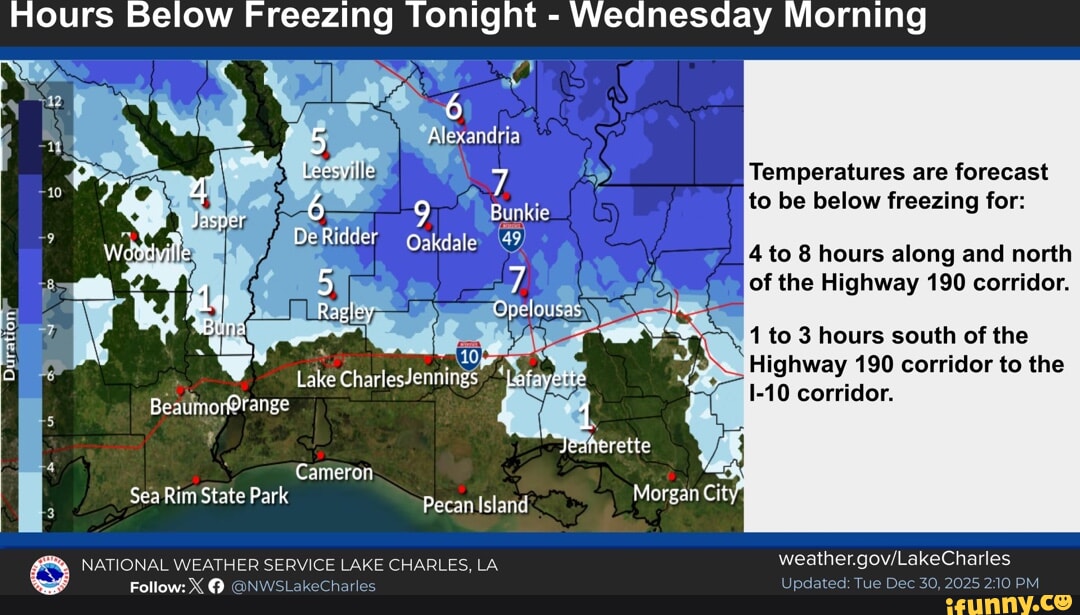 Hours Below Freezing Tonight - Wednesday Morning Leesville Jasper ...