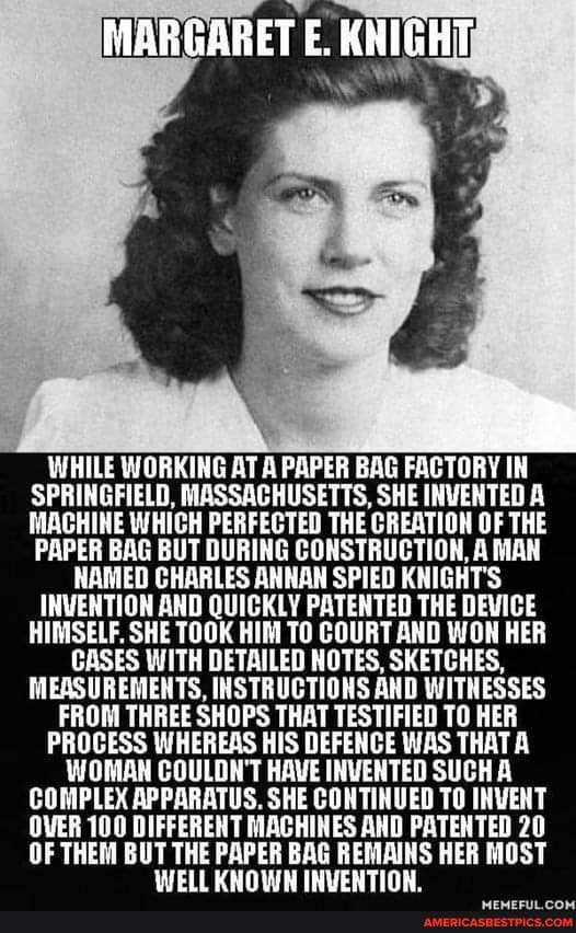 MARGARET KNIGHT WHILE WORKING ATA PAPER BAG FACTORY GFIELD, MAS. HE ...