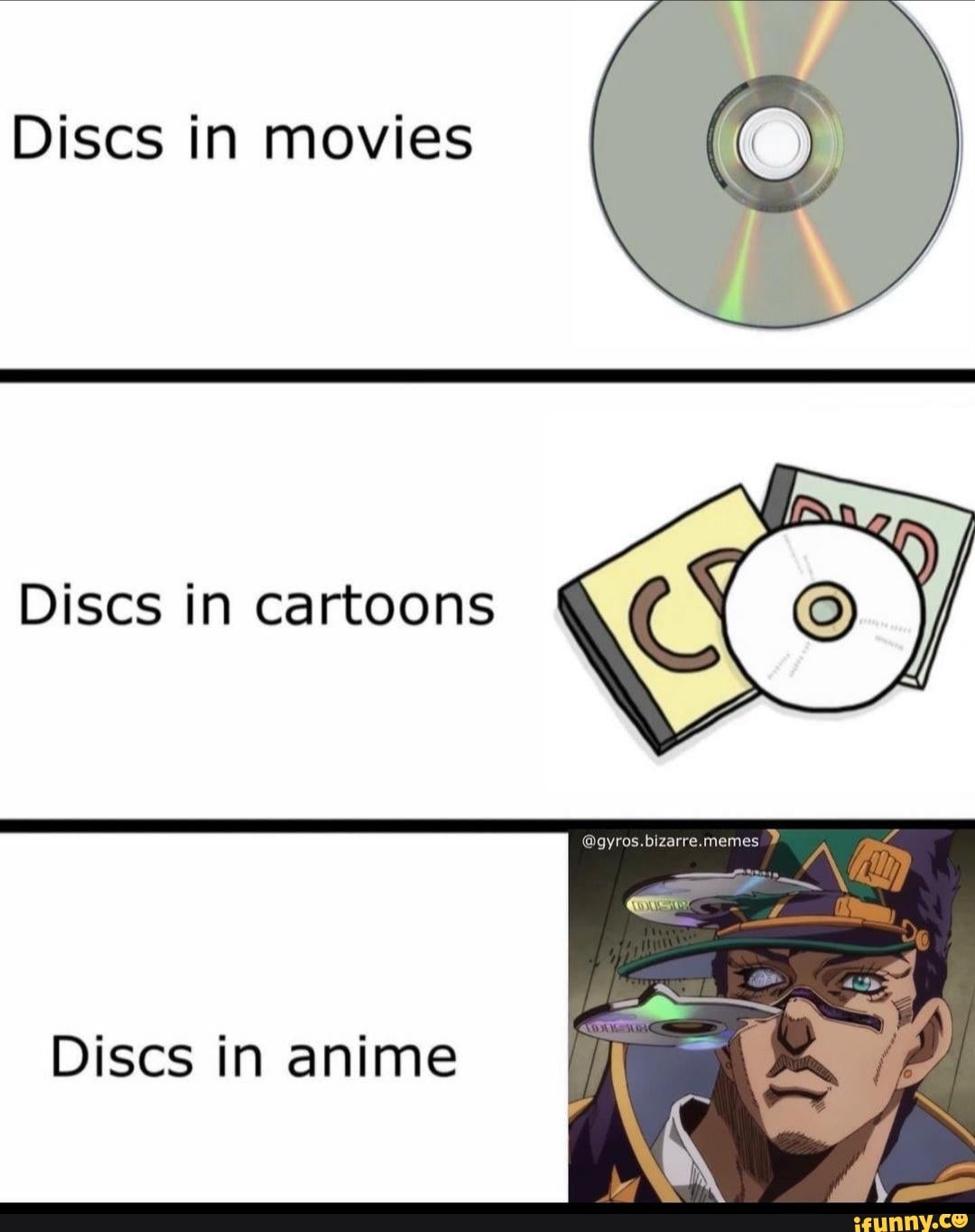 Discs in movies Discs in cartoons Discs in anime - iFunny