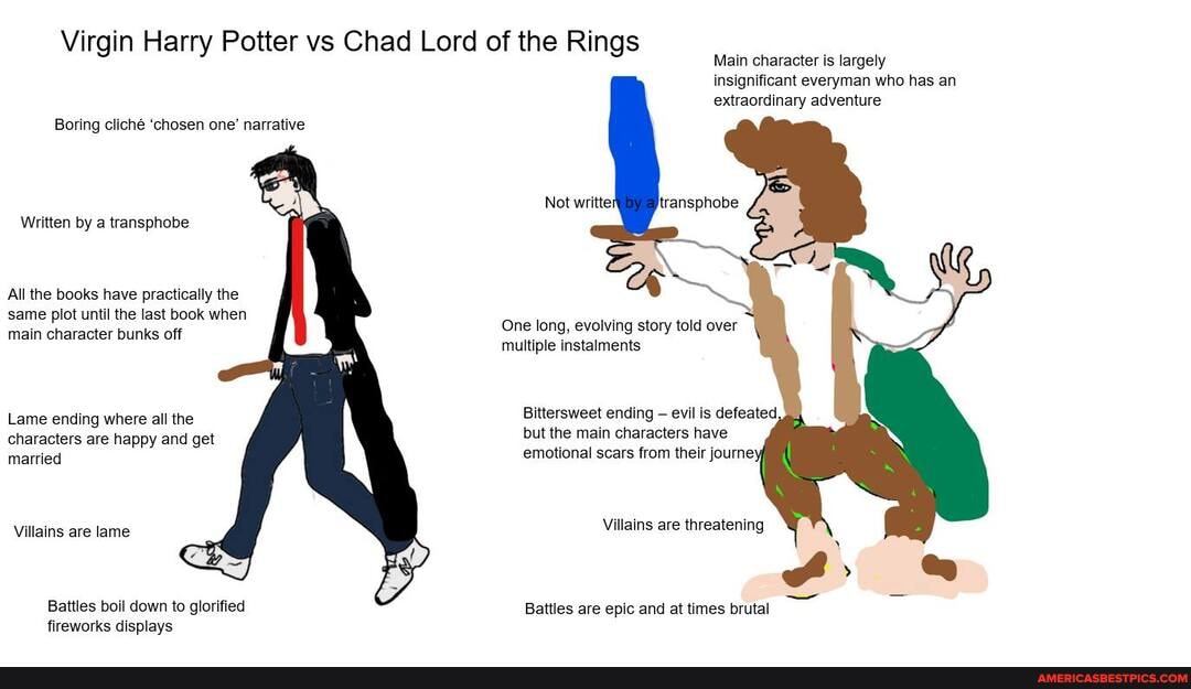 Virgin Harry Potter vs Chad Lord of the Rings Boring cliche 'chosen one ...