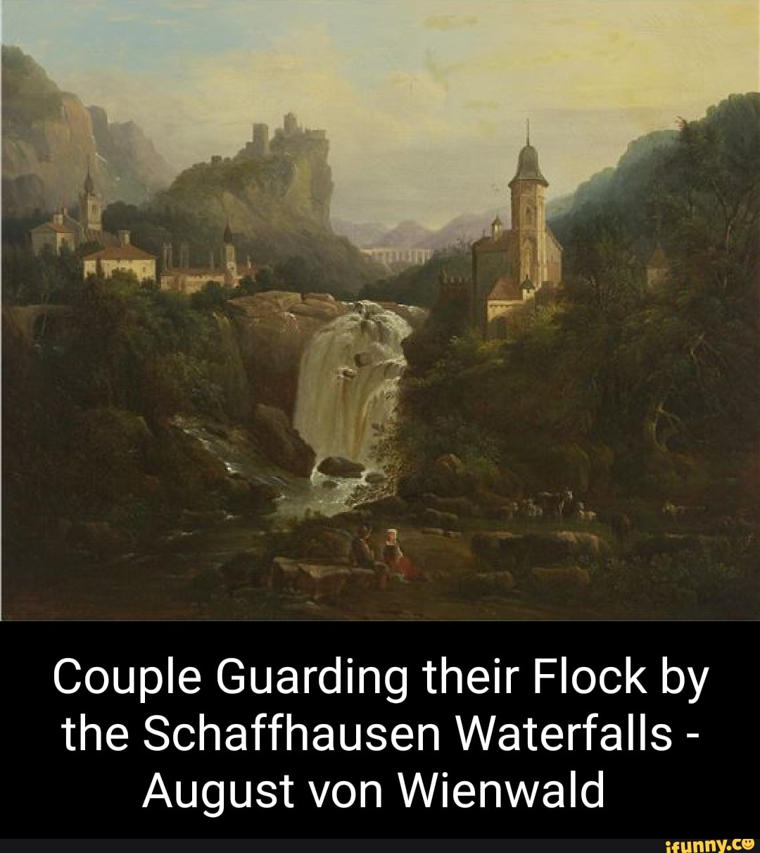 Couple Guarding their Flock by the Schaffhausen Waterfalls - August von ...