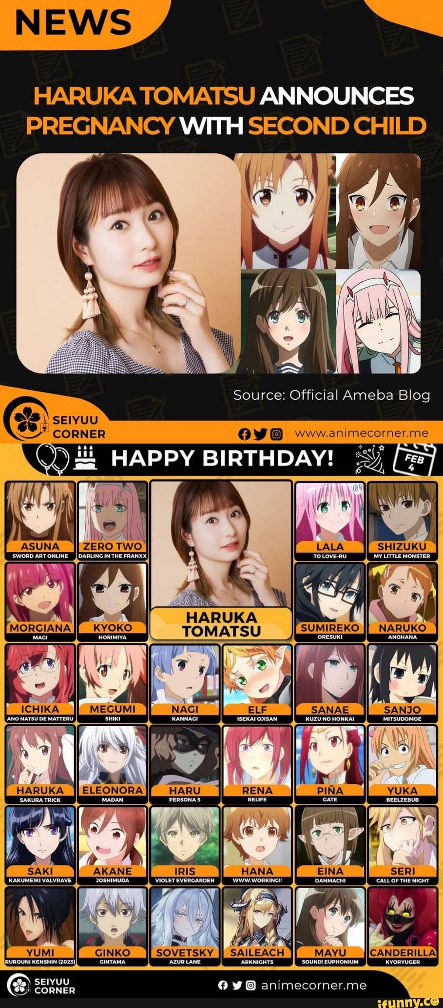 NEWS HARUKA TOMATSU ANNOUNCES PREGNANCY WITH SECOND CHILD Source: Official Ameba Blog SEIYUU ...