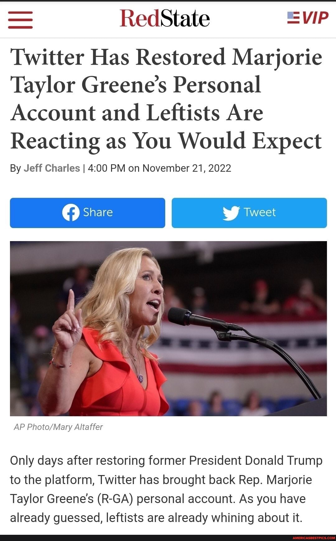 = RedState =VIP Twitter Has Restored Marjorie Taylor Greene's Personal ...