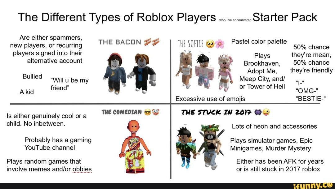 The Different Types of Roblox Players Starter Pack Are either spammers ...