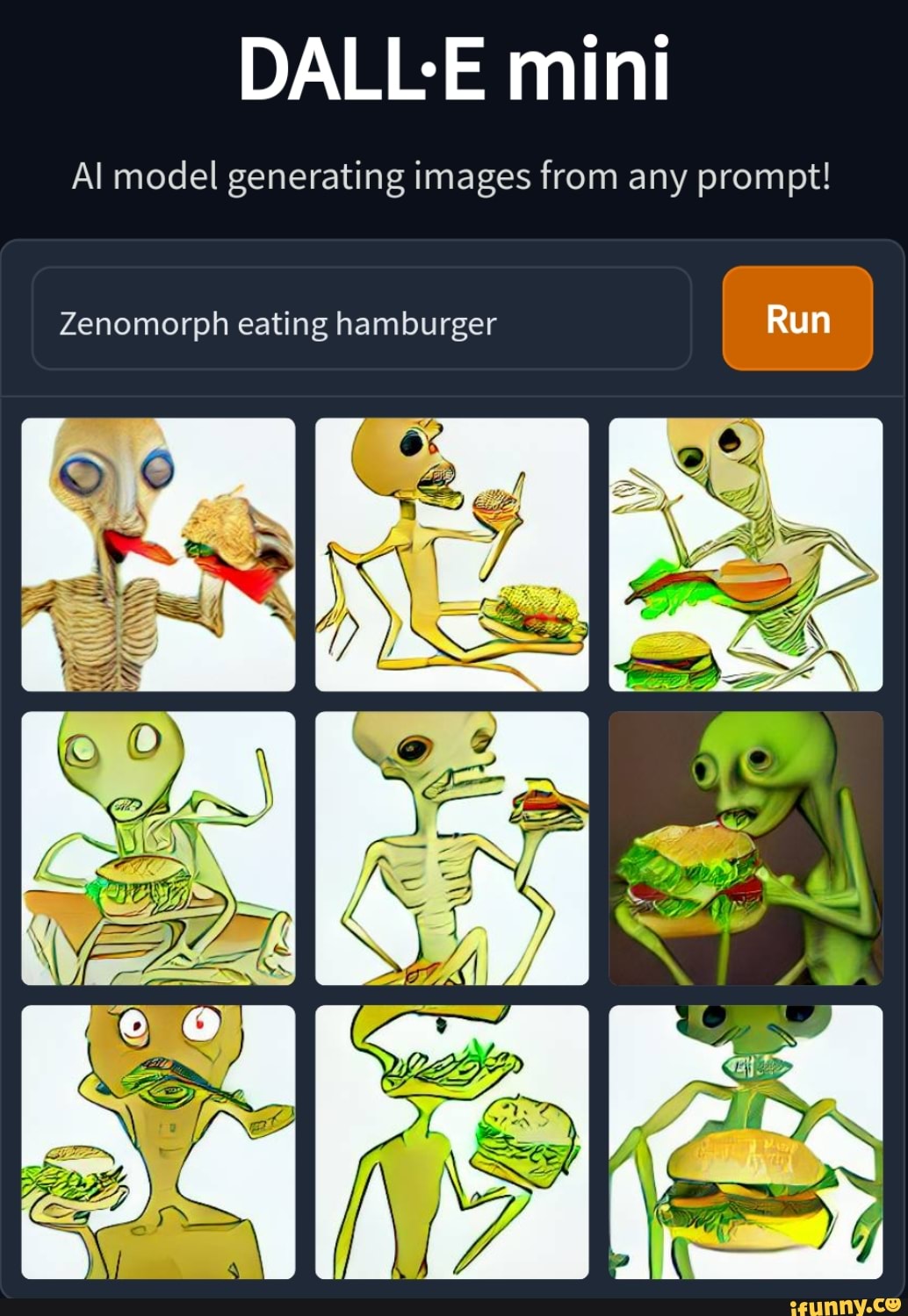 DALE mini Al model generating images from any prompt! Zenomorph eating ...