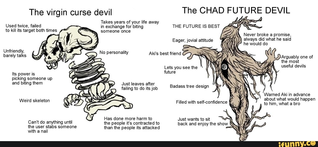 The virgin curse devil The CHAD FUTURE DEVIL Takes years of your life away in exchange for ...