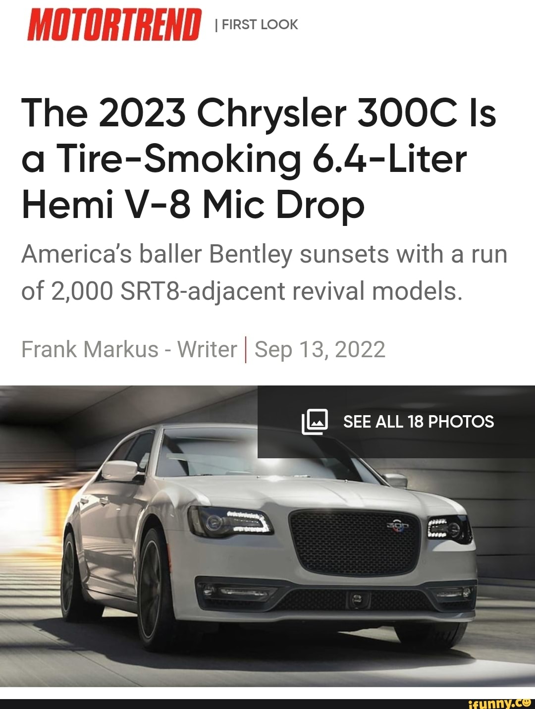 MOTORTREND I FIRST LOOK The 2023 Chrysler 300C Is a Tire-Smoking 6.4 ...
