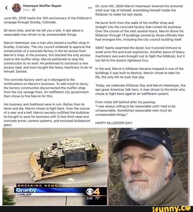 'ore June 4th, 2019 marks the 18th anniversary of the Killdozer's ...