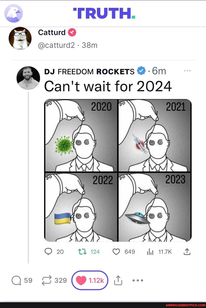 "TRUTH. Catturd @ @catturd2 - DJ FREEDOM ROCKETS Can't wait for 2024 20 ...