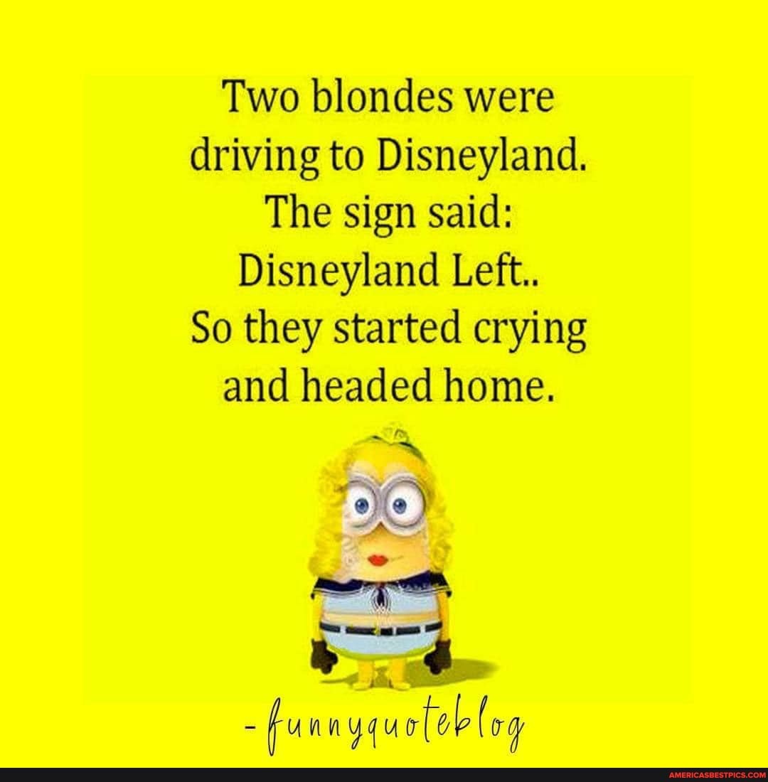 Two blondes were driving to Disneyland. The sign said: Disneyland Left ...