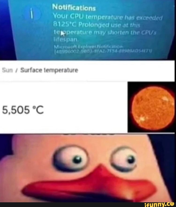 Notifications I Your CPU temperature he Prolanged use tepperature raty ...