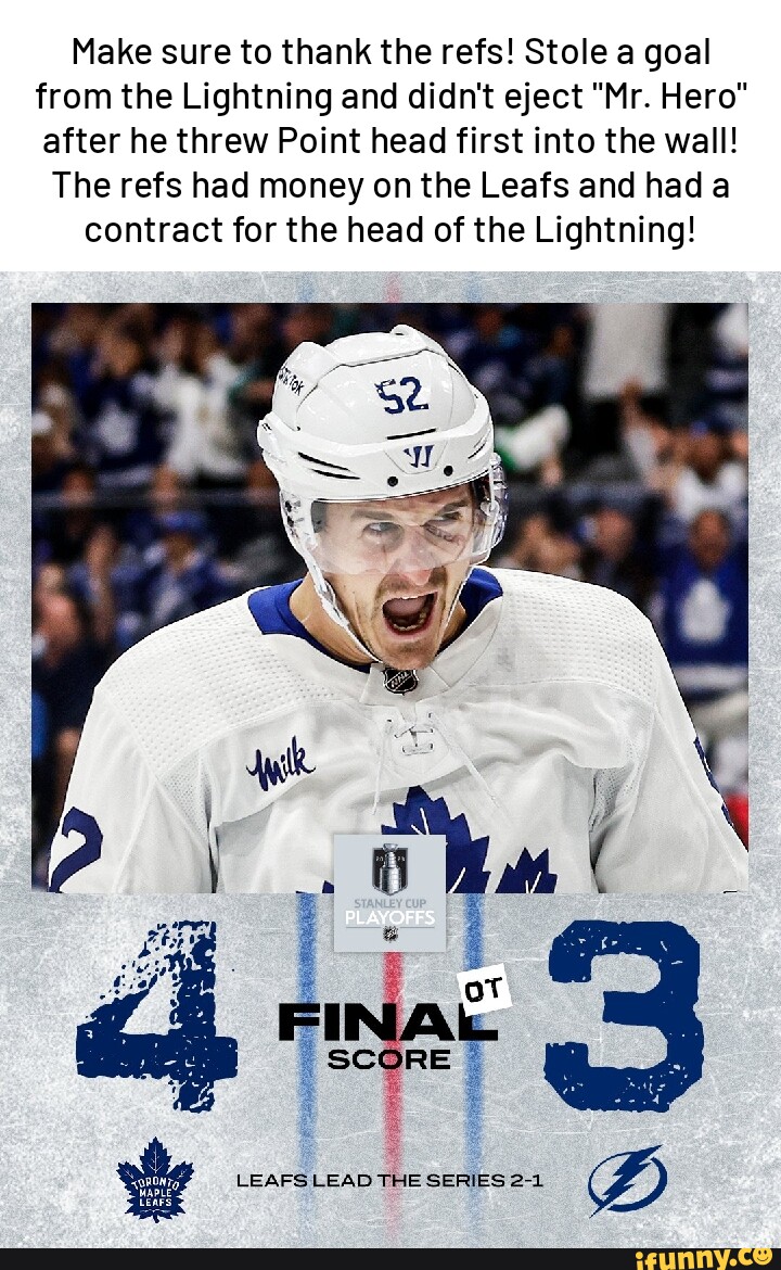 Make sure to thank the refs! Stole a goal from the Lightning and didn't ...