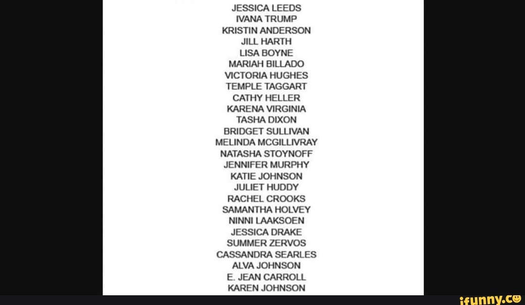 JESSICA LEEDS IVANA TRUMP KRISTIN ANDERSON JILL HARTH LISA BOYNE MARIAH ...