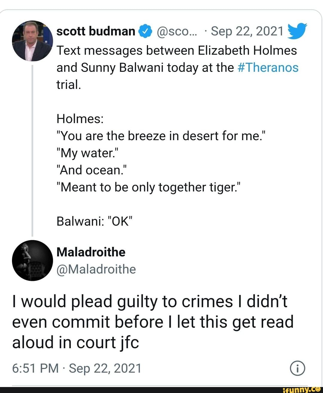 Imagine committing crimes for an "OK" reply text. - scott budman @sco ...