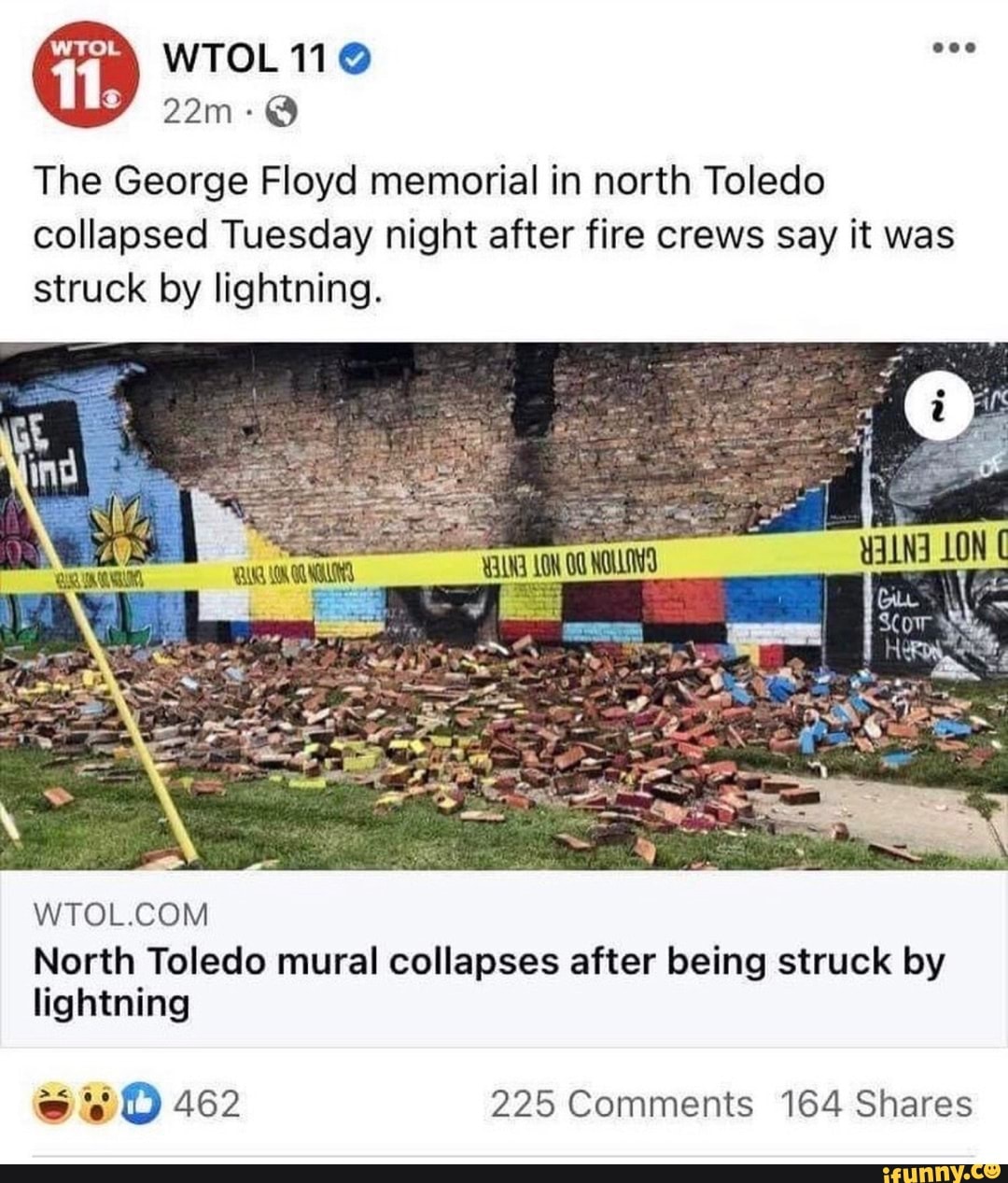 WTOL The George Floyd memorial in north Toledo collapsed Tuesday night ...