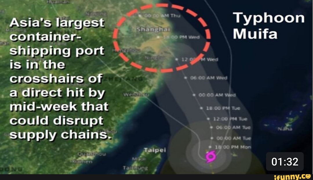 Asia's largest Typhoon container- Muifa shipping port AM PM PM AM is in ...