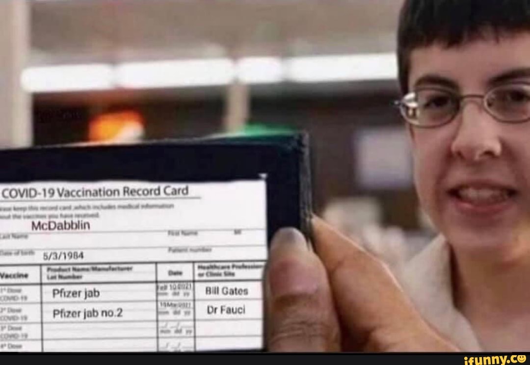 COVID-19 Vaccination Record Card Mc Pfizer jab Bill Gate Pfizer jab no ...