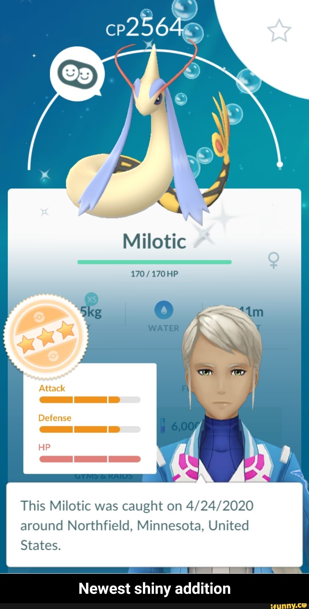 This Milotic was caught on 4/24/2020 around Northfield, Minnesota ...