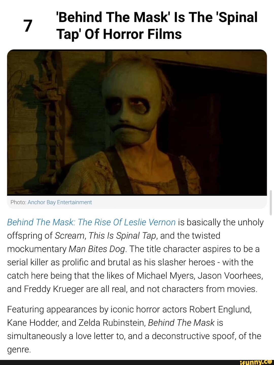 'Behind The Mask' Is The 'Spinal Tap' Of Horror Films Photo: Anchor Bay ...