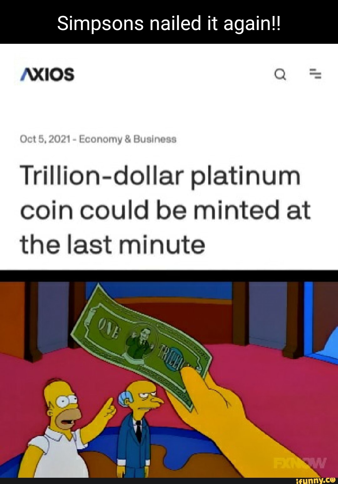 Simpsons nailed it again!! Trillion-dollar platinum coin could be ...