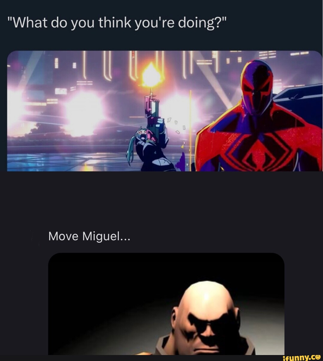 "What do you think you're doing?" Move Miguel... - iFunny