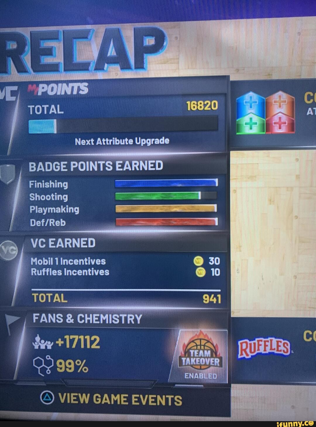 Fa TOTAL Next Attribute Upgrade BADGE POINTS EARNED Finishing ...