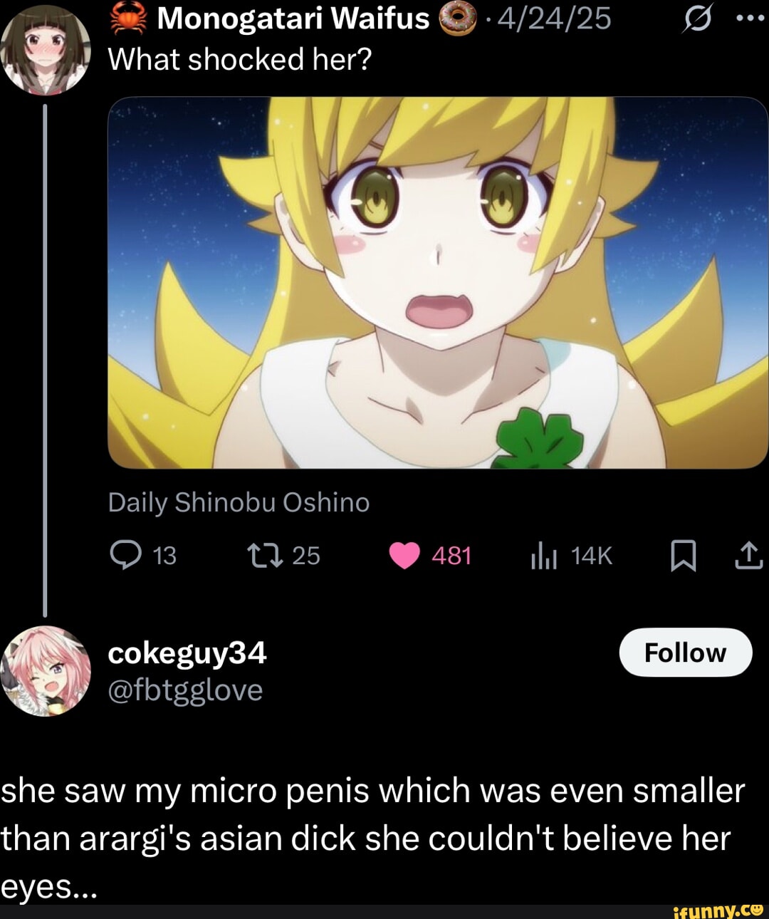 Monogatari Waifus ( What shocked her? Daily Shinobu Oshino On 25 Gas YQ ...