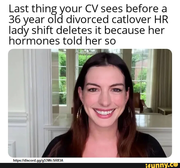 Last thing your CV sees before a 36 year old divorced catlover HR lady ...