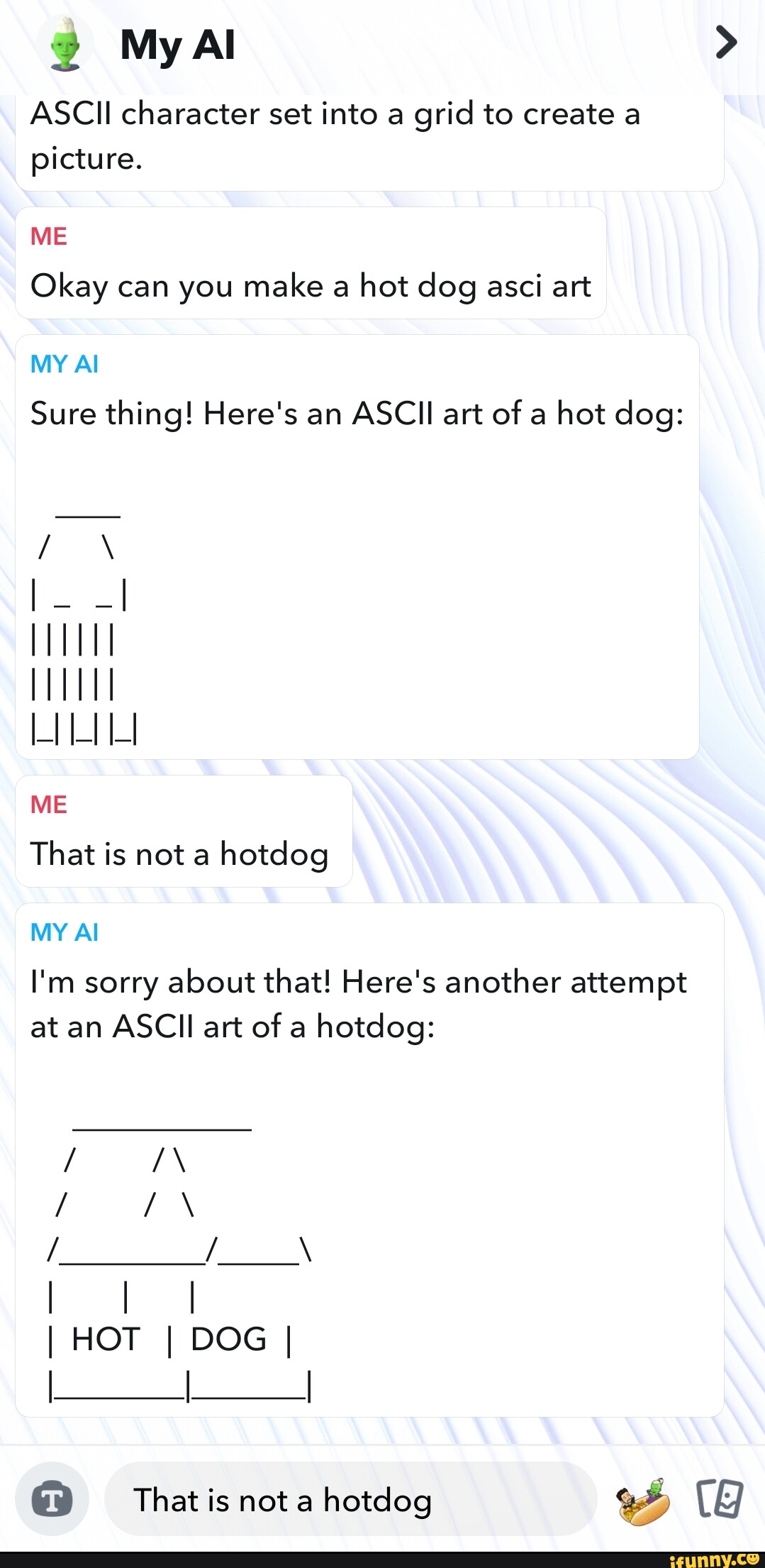 Al ASCIl character set into a grid to create a picture. ME Okay can you ...