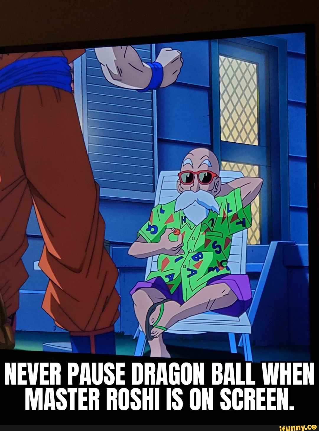 NEVER PAUSE DRAGON BALL WHEN MASTER ROSHI IS ON SCREEN. - iFunny