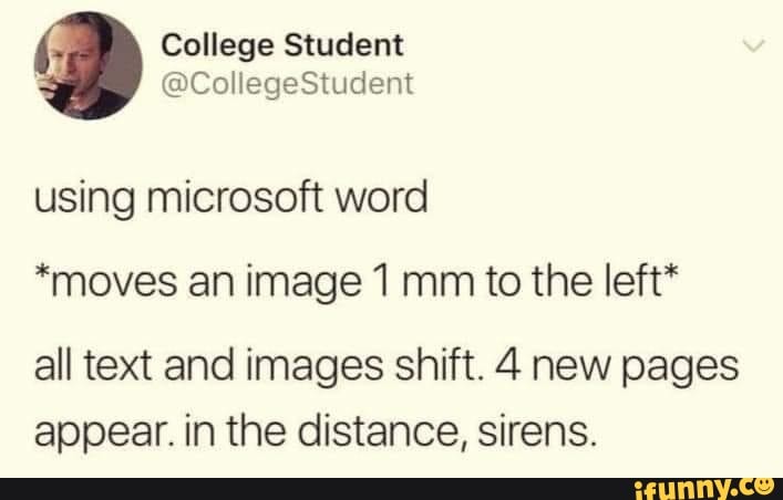 Using Microsoft Word moves An Image 1 Mm To The Left All Text And