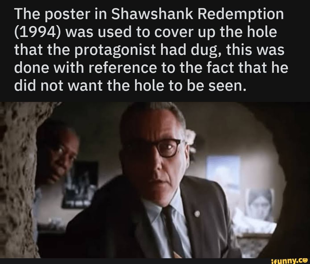 The poster in Shawshank Redemption (1994) was used to cover up the hole ...