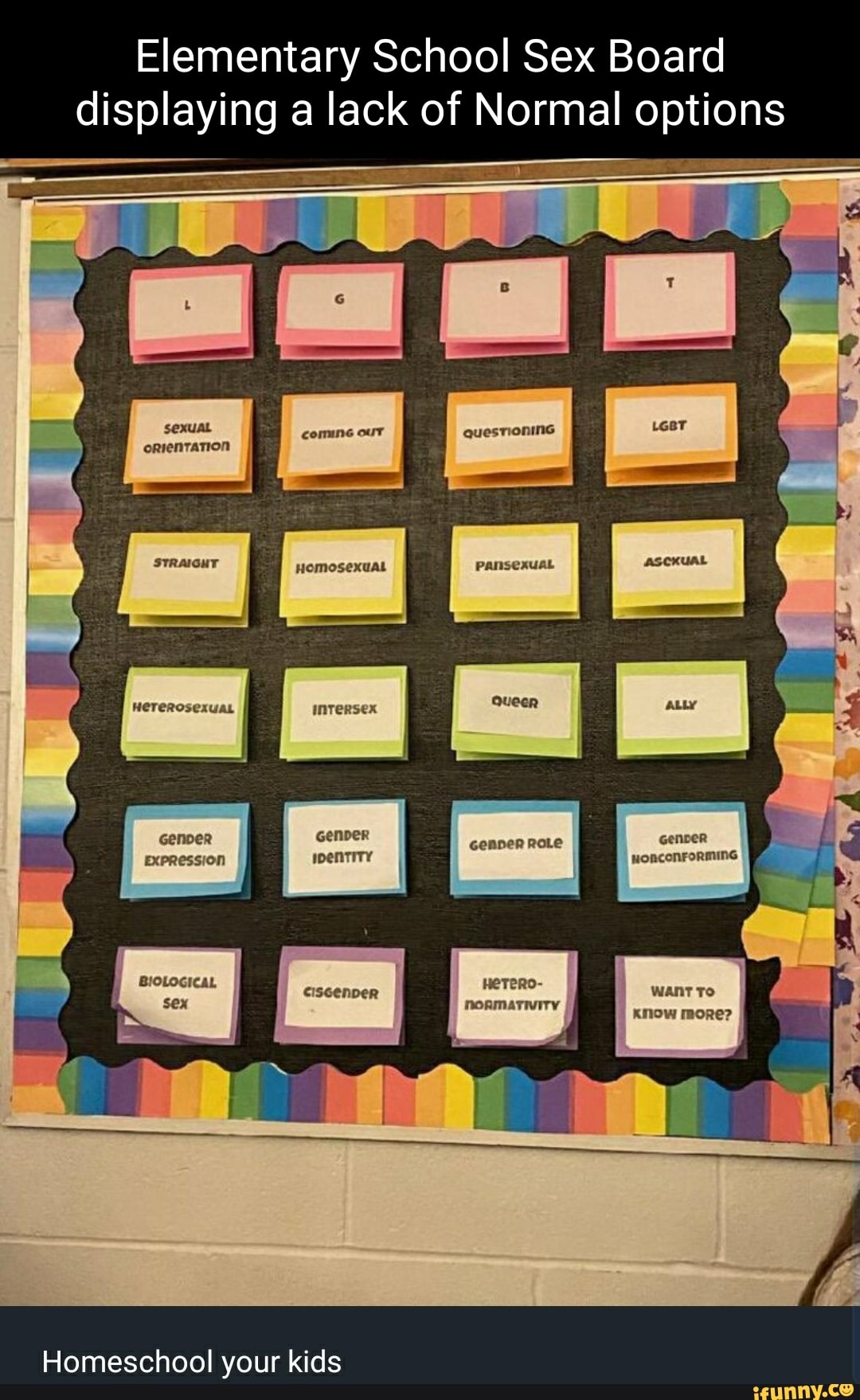 Elementary School Sex Board displaying a lack of Normal options comunc ...