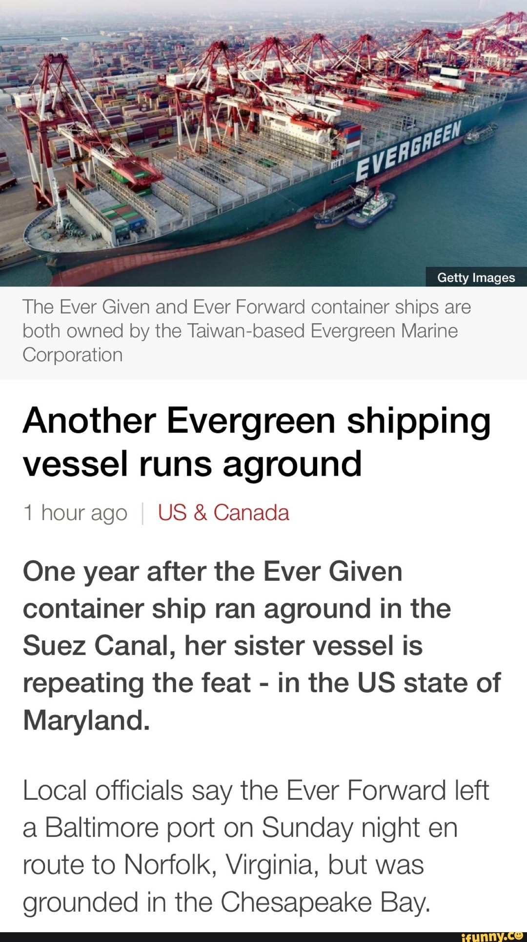 Getty Images The Ever Given and Ever Forward container ships are both ...