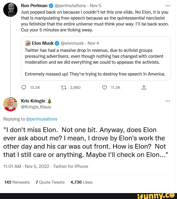 Ron Perlman @perlmutations Nov 5 Just popped back on because I couldn't ...