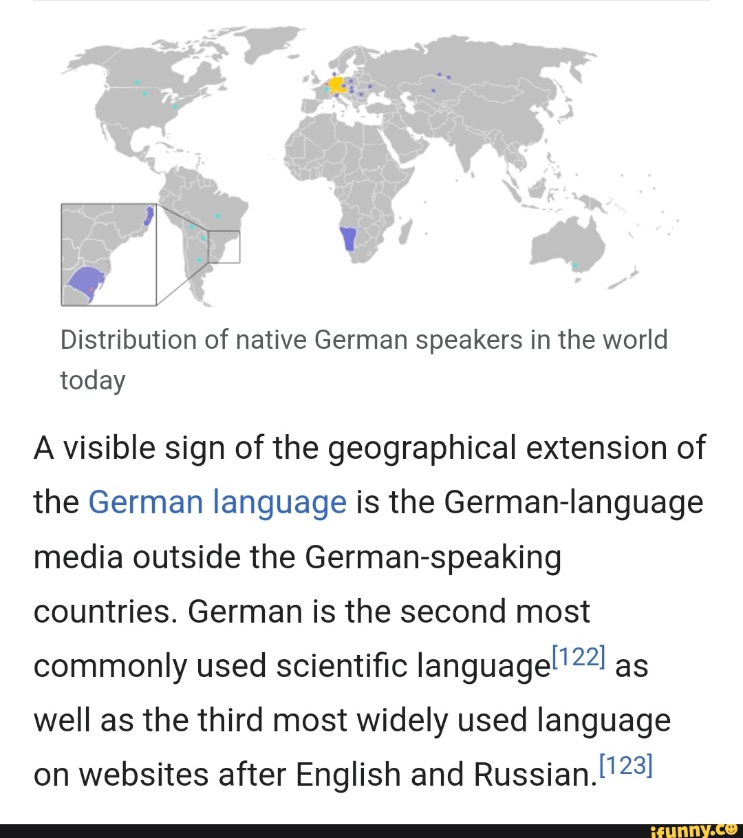 Distribution of native German speakers in the world today A visible ...
