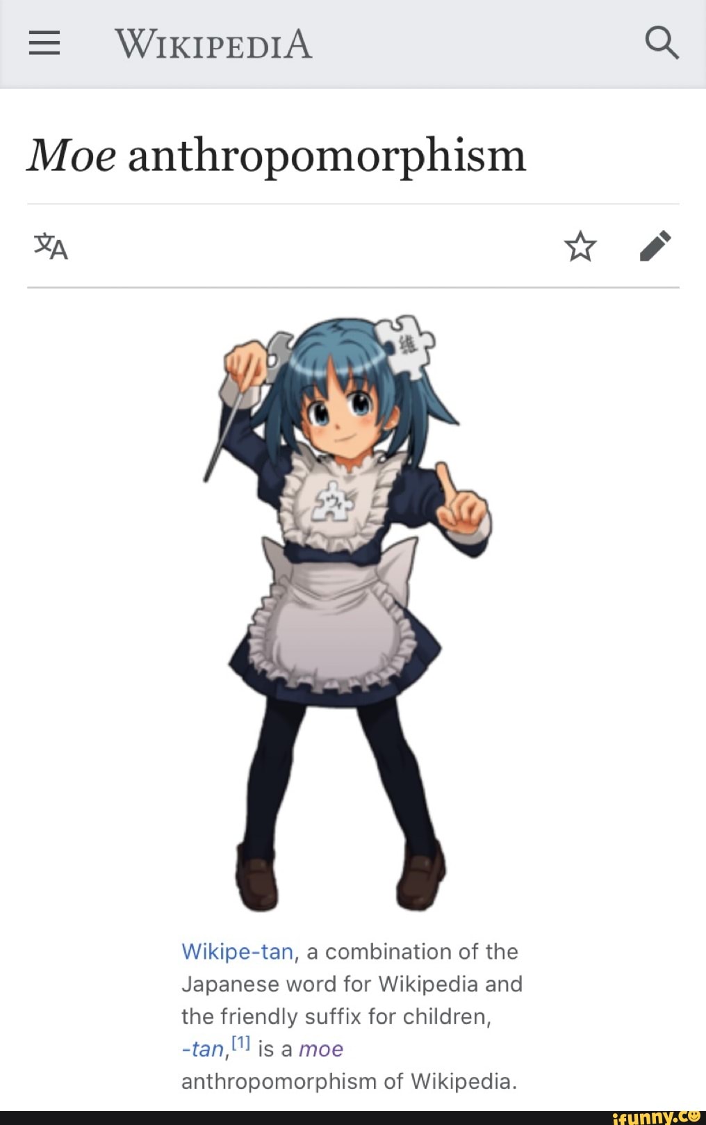 Moe Anthropomorphism Wikipe Tan A Combination Of The Japanese Word For Wikipedia And The